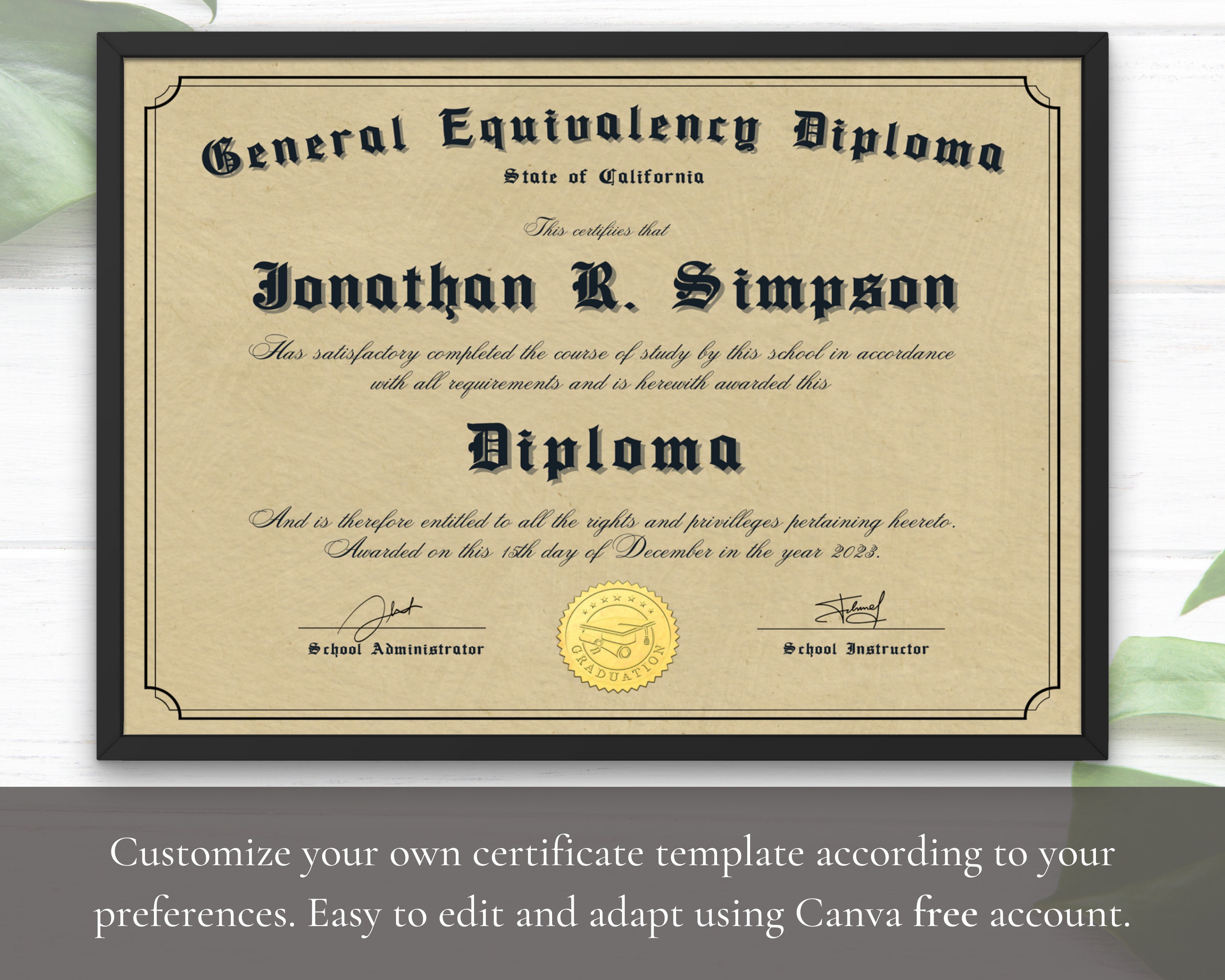 Editable Diploma Customized Diploma High School Diploma - Etsy