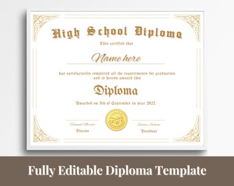 High School Diploma Template, High School Transcript, Graduation ...
