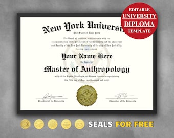 Editable University Diploma, College Degree Template, Printable ...