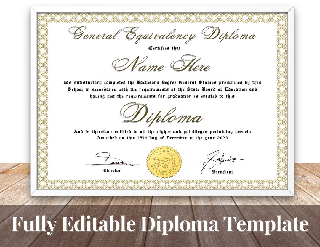 Plantilla editable de diploma de escuela secundaria, diploma de ...