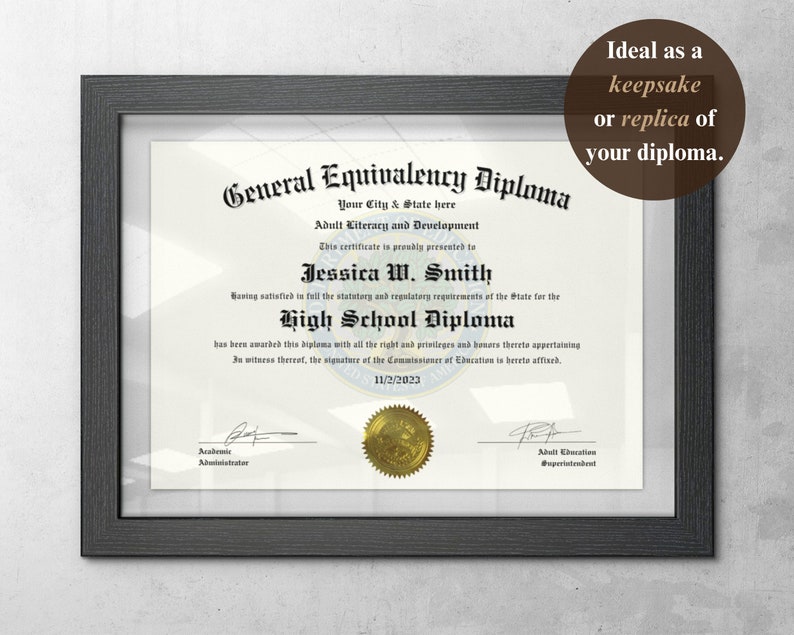 Custom GED Diploma With Gold Seal Personalized High School Graduation ...