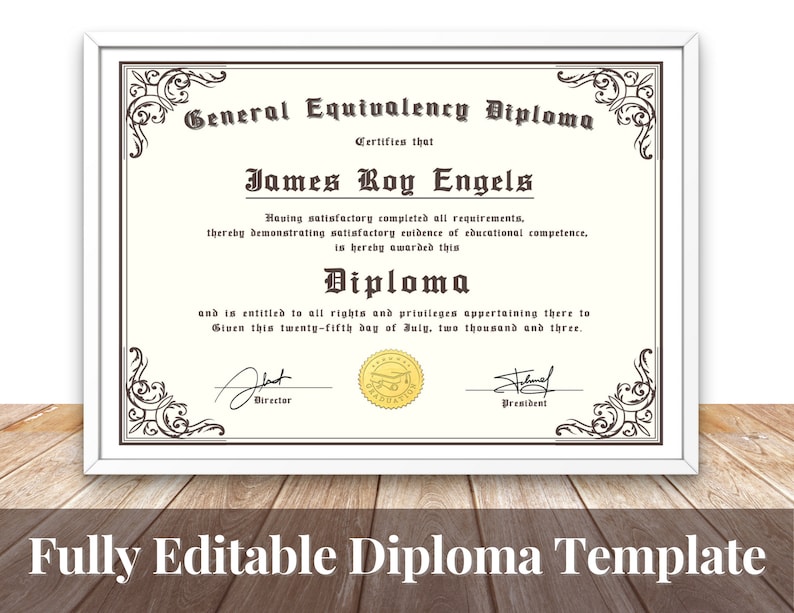Editable High School Diploma Template Printable Canva - Etsy