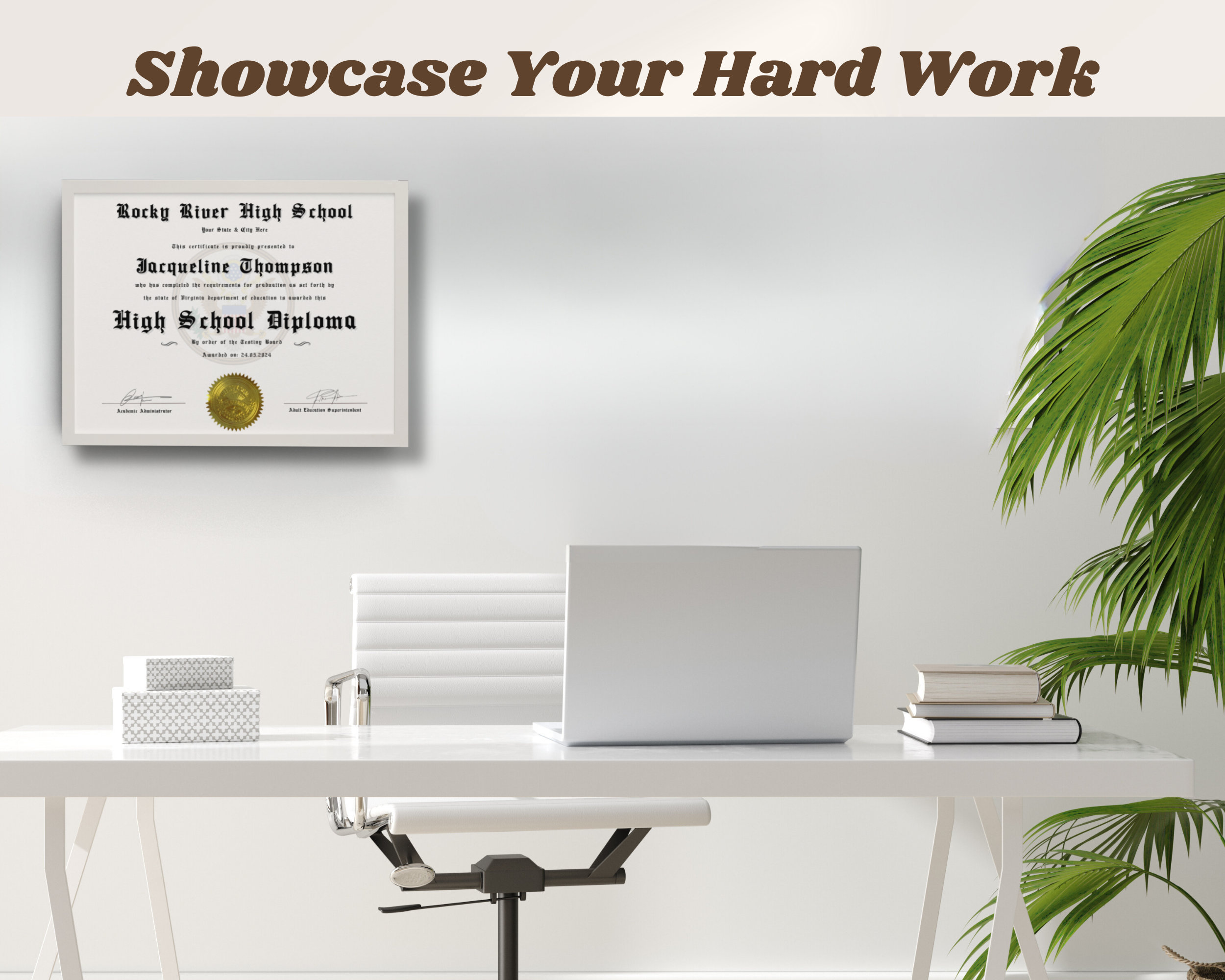 GED Diploma Template Editable With Gold Seal Certificate of Completion ...