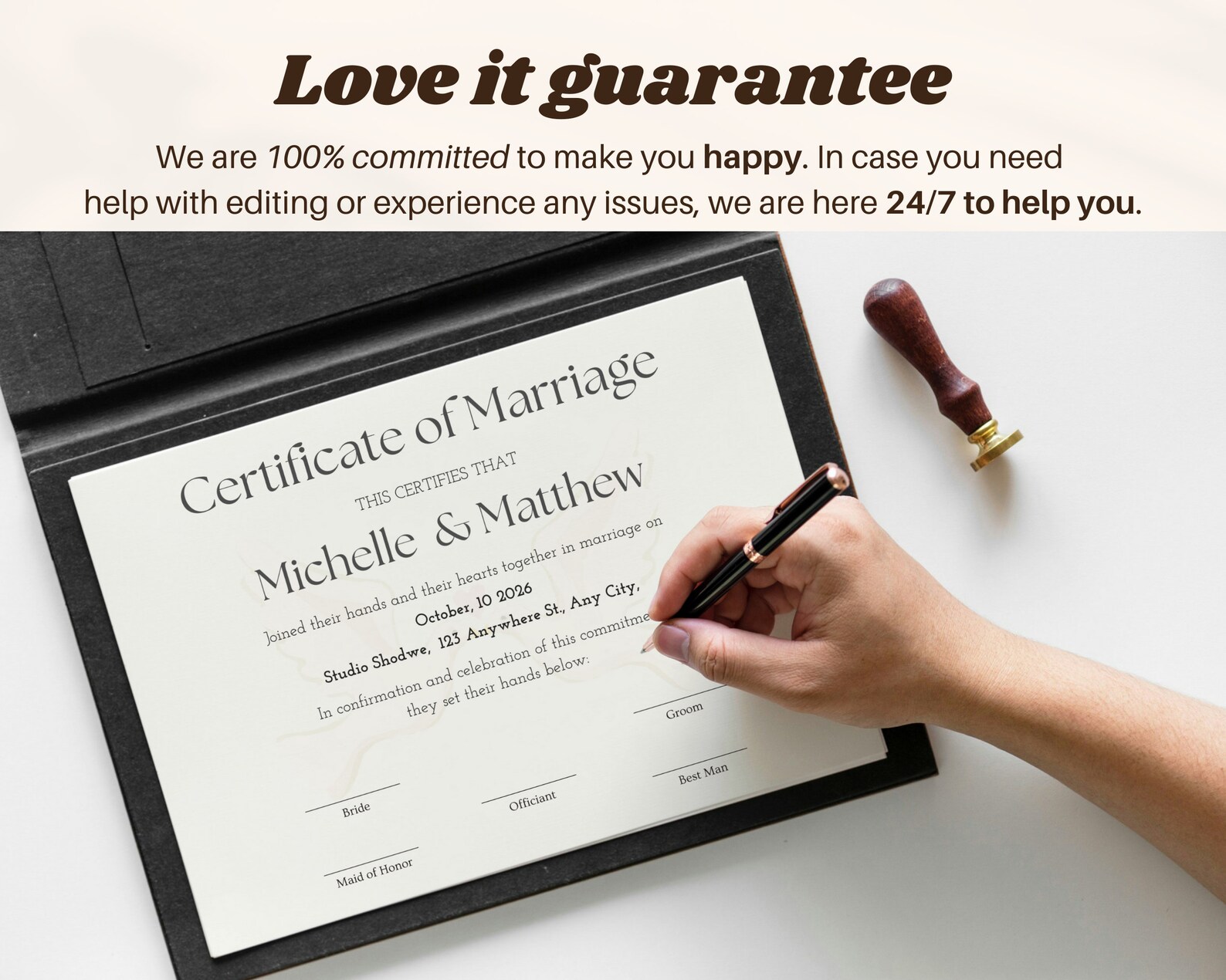 Minimalistic Marriage Certificate Blank Wedding Certificate Marriage License for Wedding ...