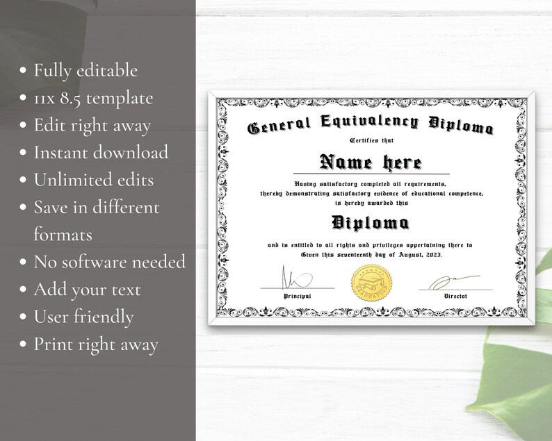 Editable High School Diploma Printable Diploma Template - Etsy Editable High School Diploma Printable Diploma Template - Etsy