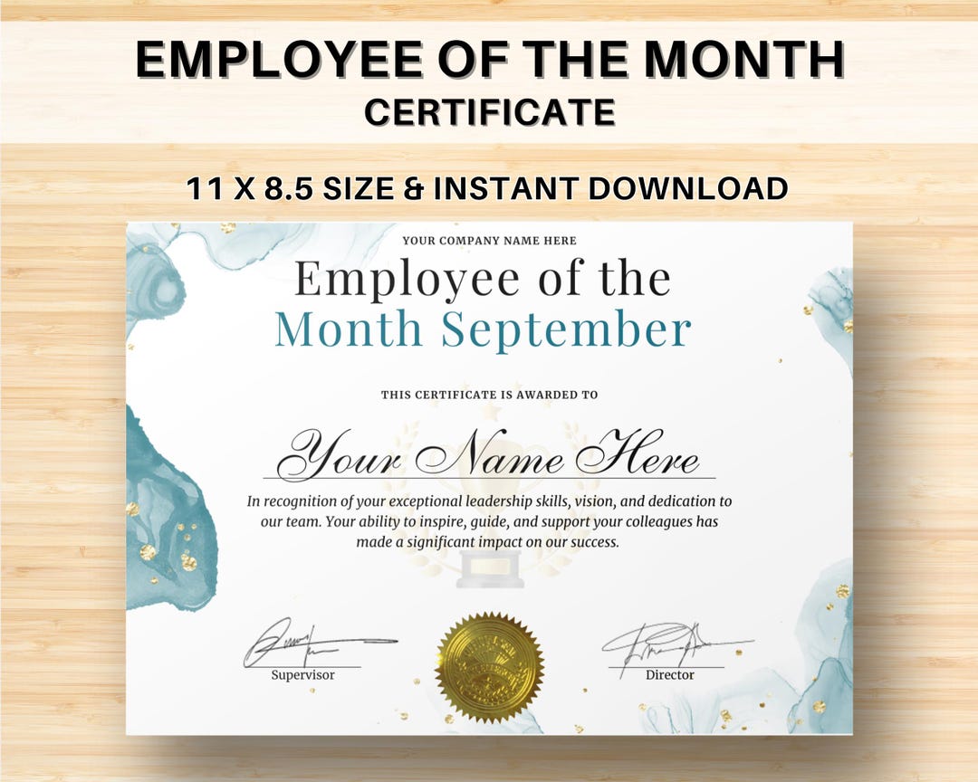 Employee Awards Certificate Template Employee of the Month Award ...