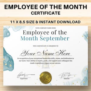 Employee Awards Certificate Template Employee of the Month Award ...
