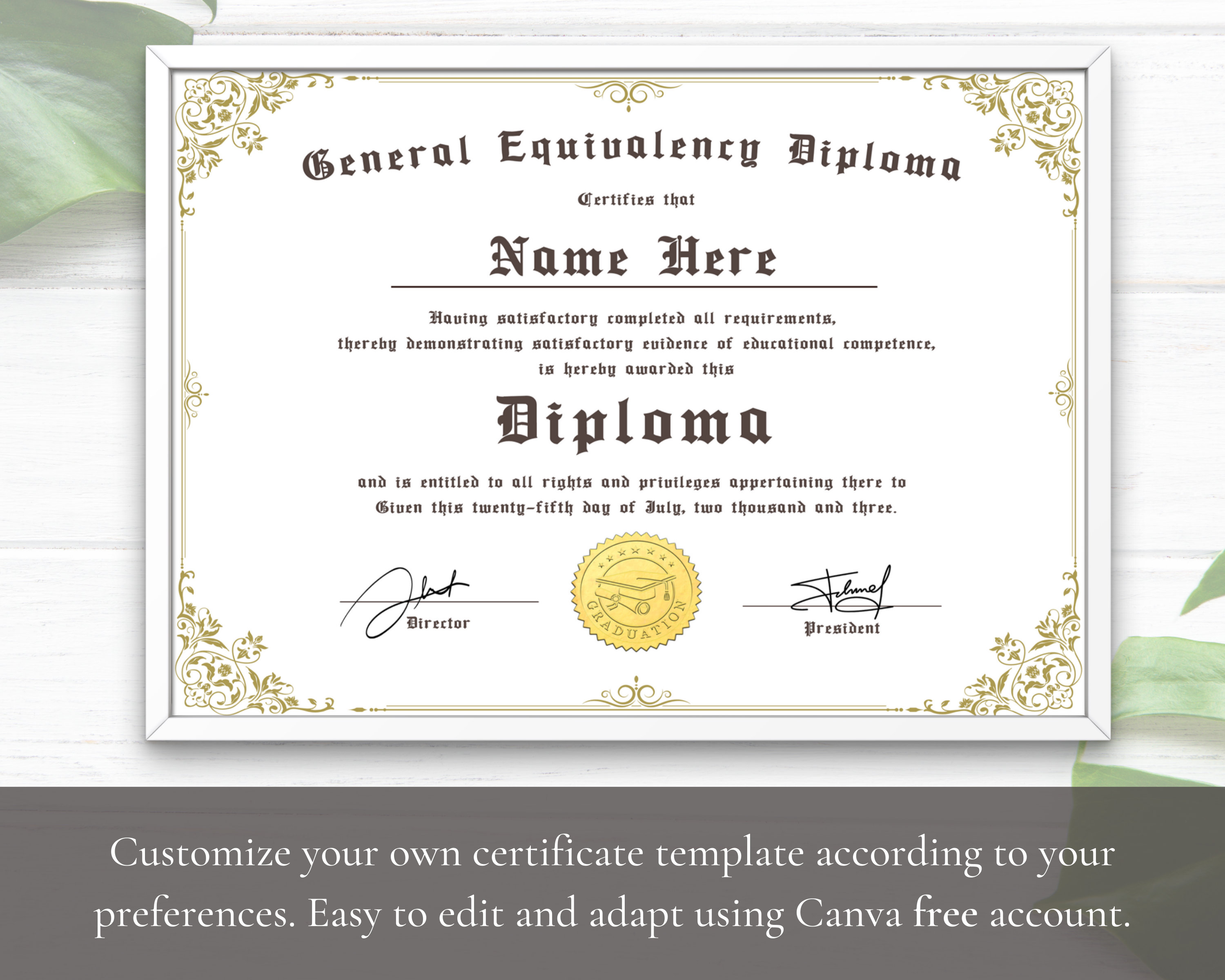 Editable High School Diploma Template Printable Canva - Etsy