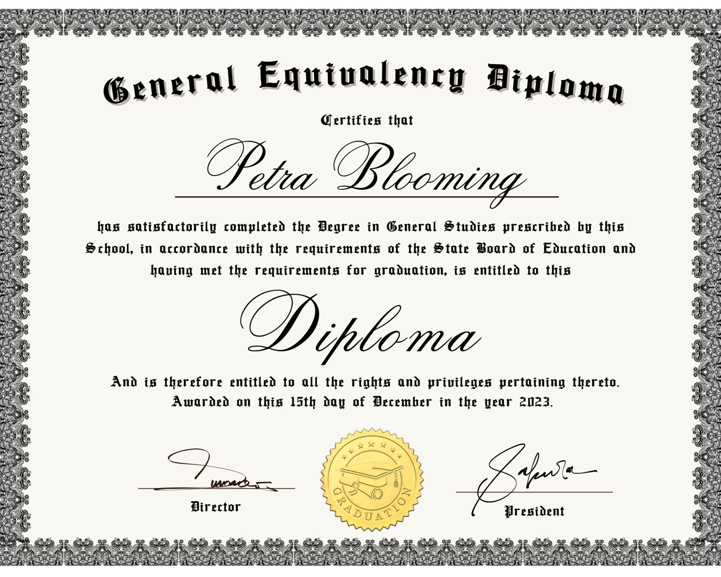 Custom GED Diploma Template, Printable Diploma Template, Diploma ...