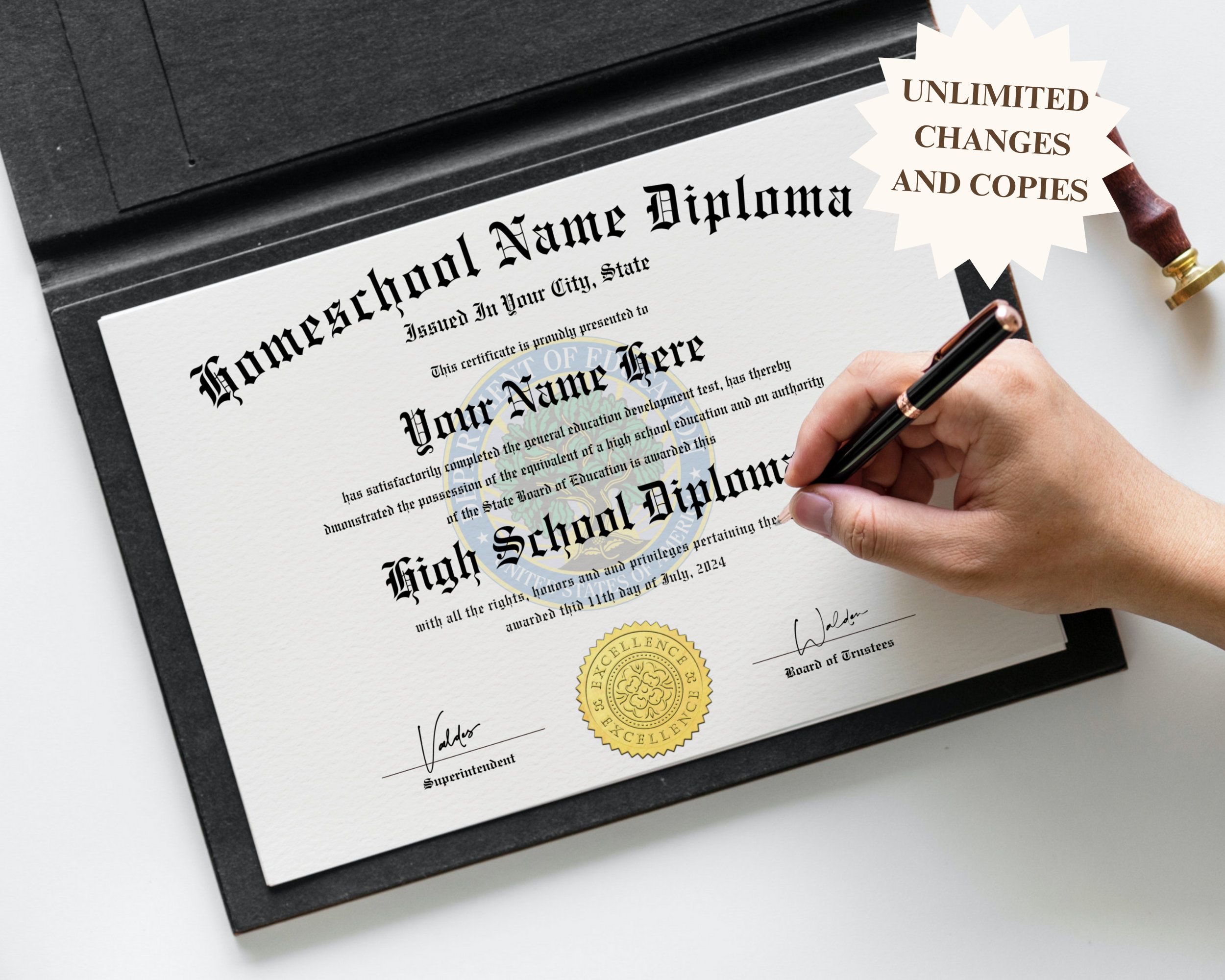 Editable High School Diploma for Homeschool Certificate of Completion ...
