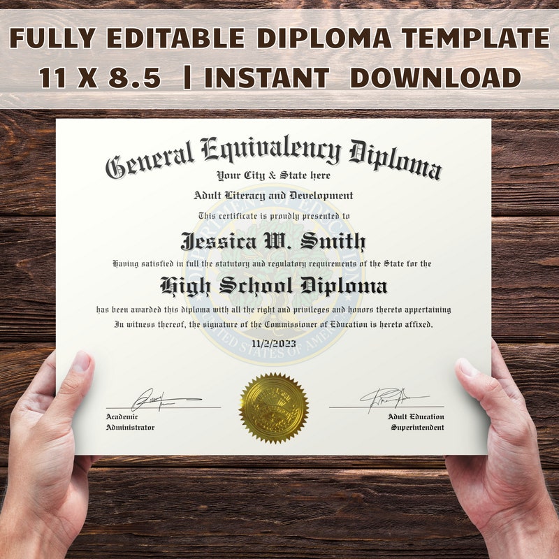 Ged Dipolma Template - Etsy