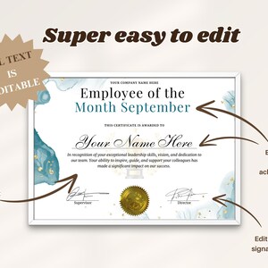 Employee Awards Certificate Template Employee of the Month Award ...