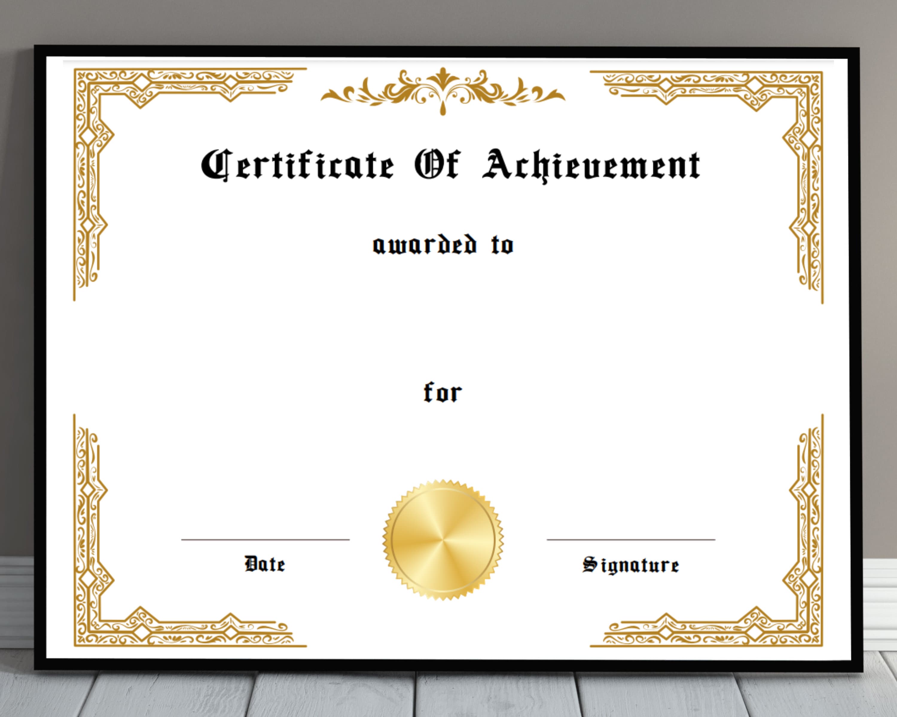 Custom Blank Certificate of Achievement Template, Editable Certificate ...