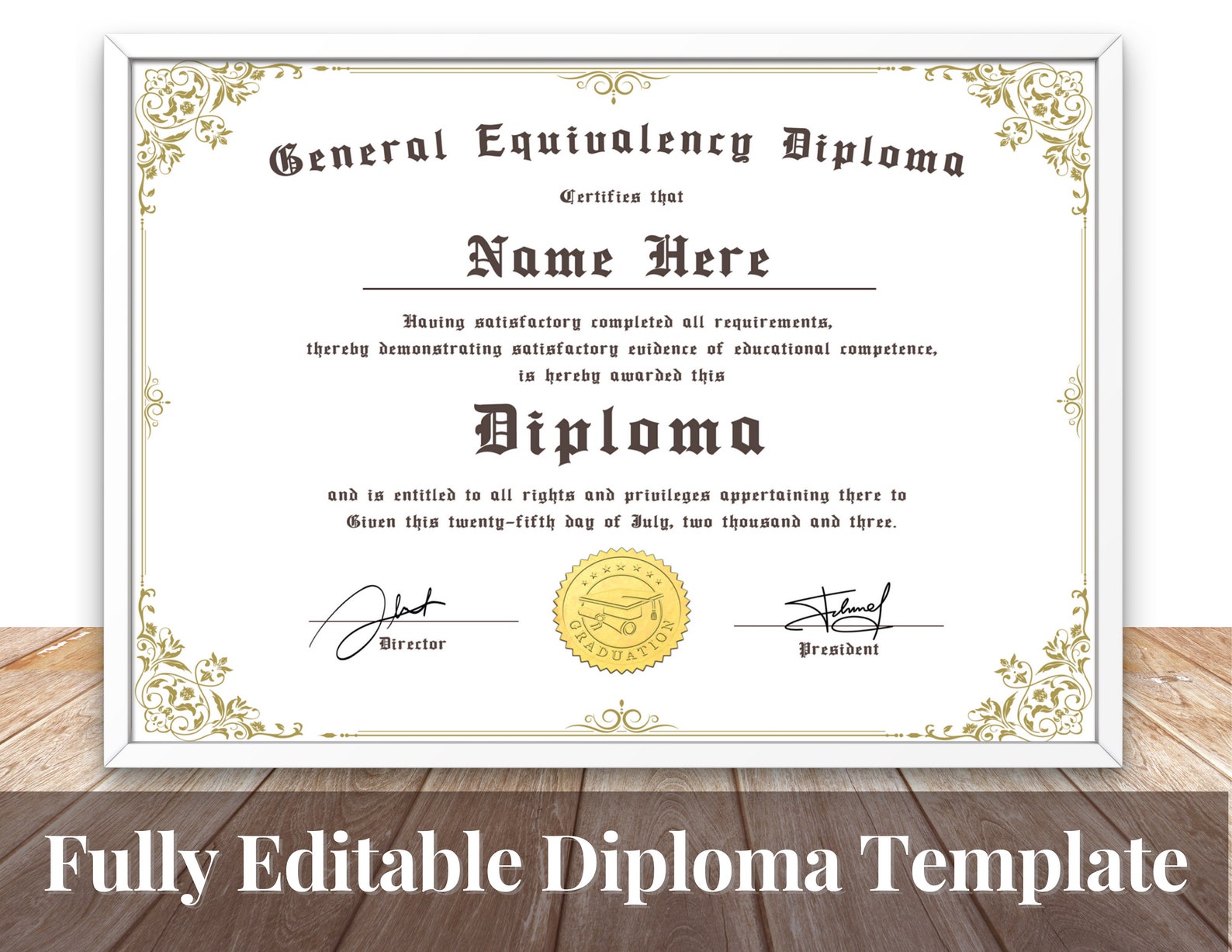 Editable High School Diploma Template Printable Canva - Etsy