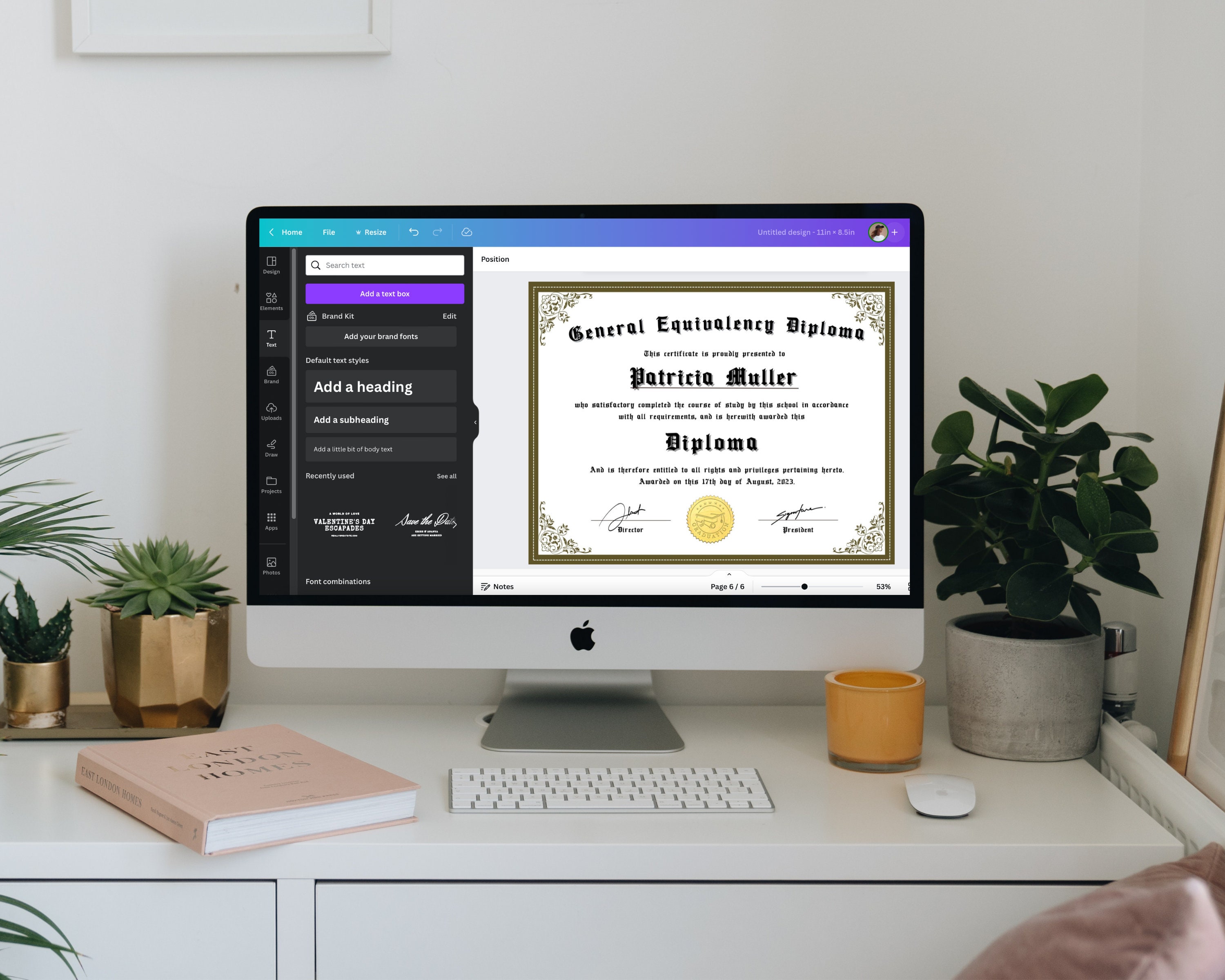 Personalized Diploma Template, DIY Editable Diploma Template, Printable ...