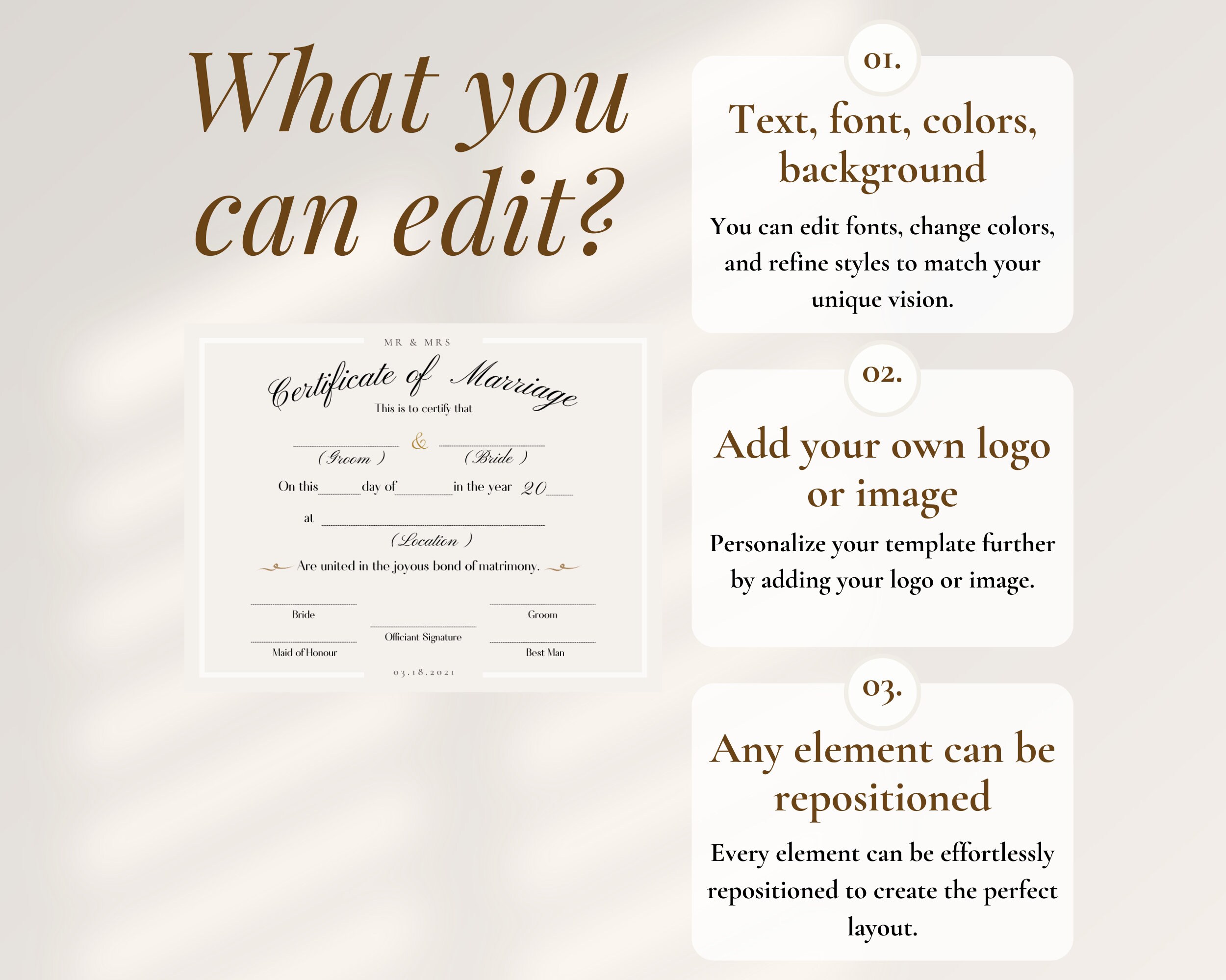 Editable Marriage Certificate Template, Custom Certificate of Marriage ...