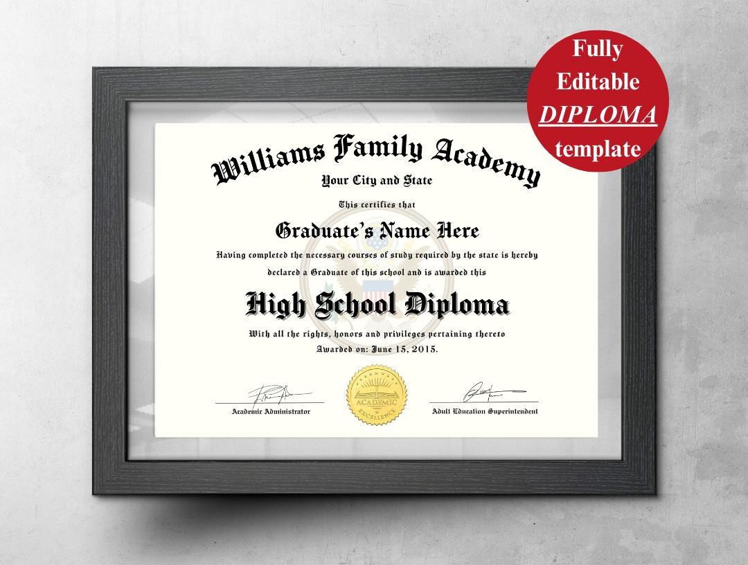 Homeschool Diploma With Gold Seals Template Printable Diploma ...