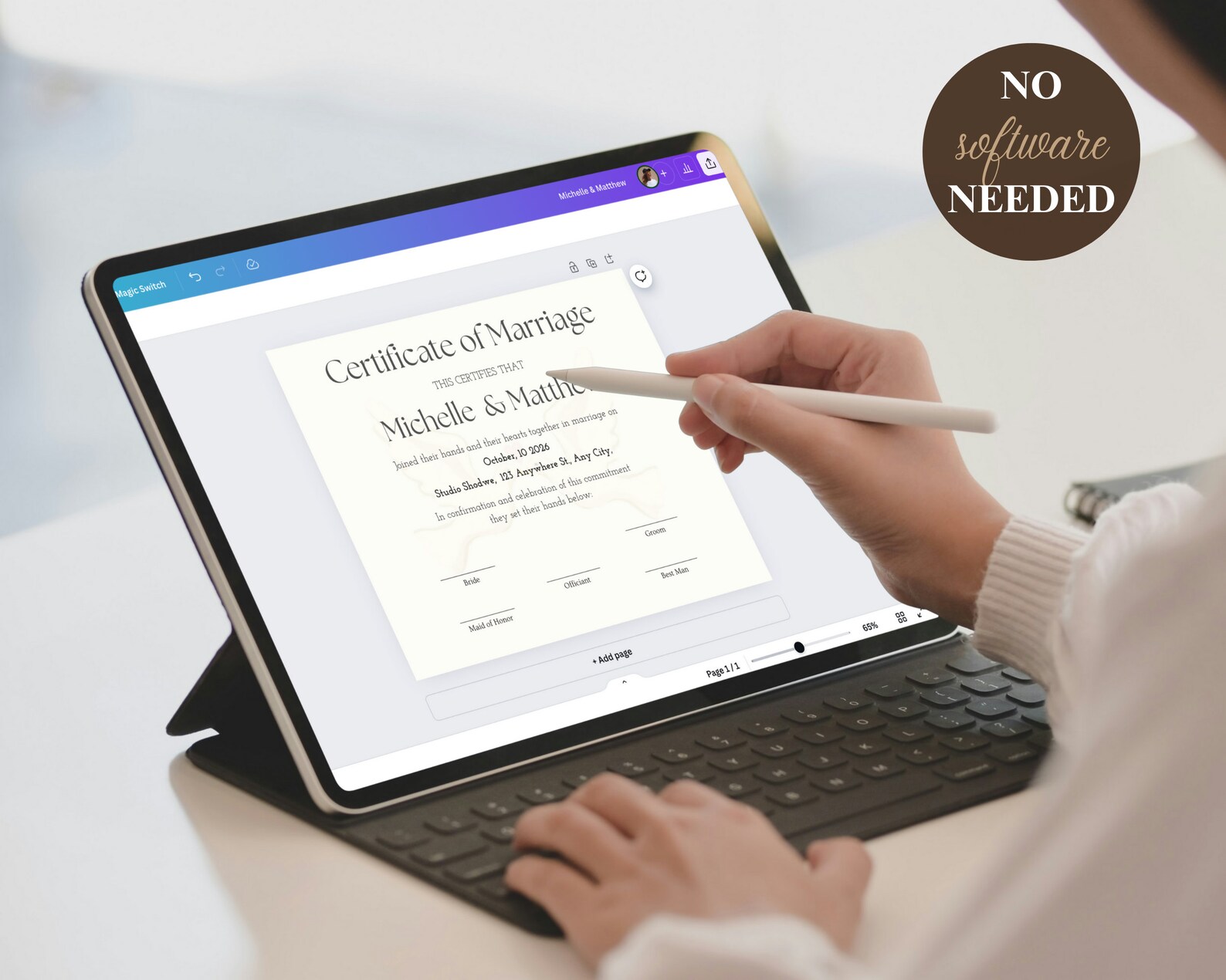 Minimalistic Marriage Certificate Blank Wedding Certificate Marriage License for Wedding ...