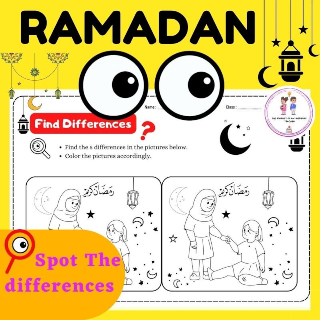 Ramadan Spot the Difference Visual Perception / Ramadan Picture Puzzle ...