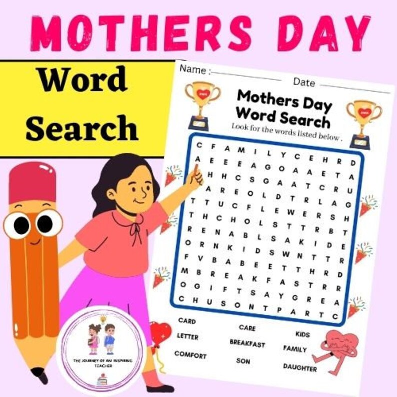 Mother's Day Word Search Activity | Printable Mother's Day Games for ...