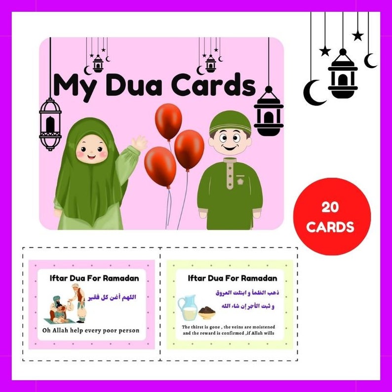Ramadan Daily Duas Flash Cards/ Islamic Dua Dzikr Cards | Arabic Duas ...