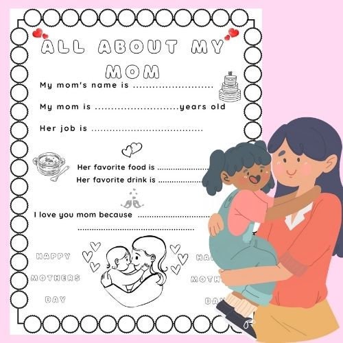 All About Mom / Mother's Day Activity Worksheets /kids Questionnaire ...