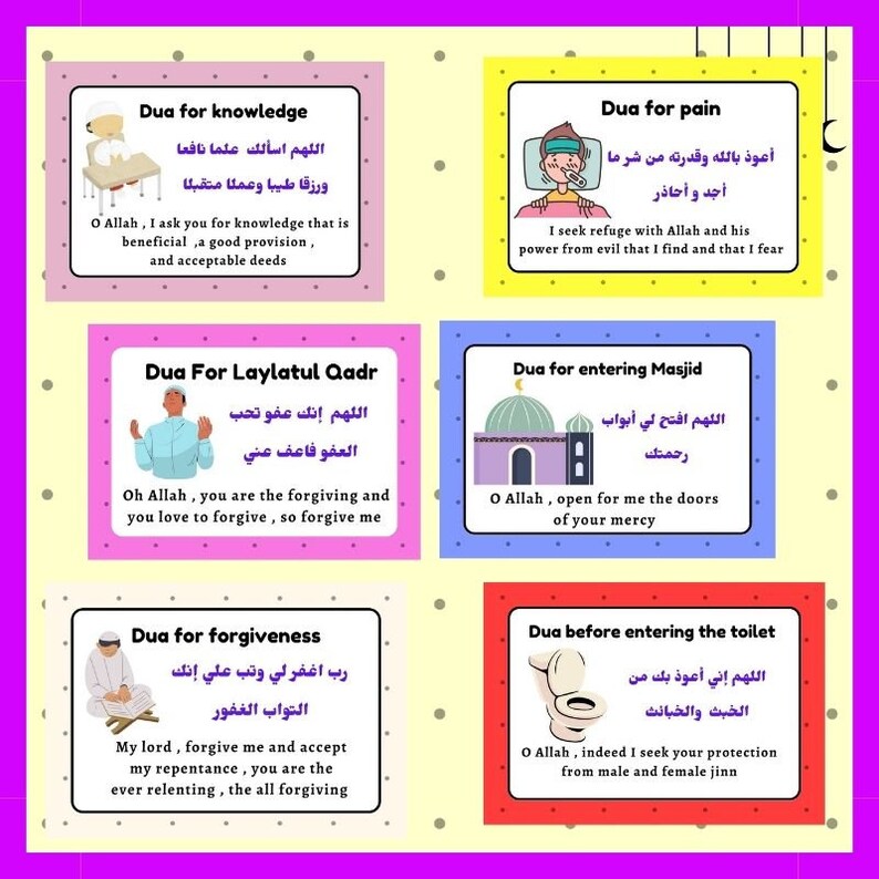 Ramadan Daily Duas Flash Cards/ Islamic Dua Dzikr Cards Arabic Duas ...