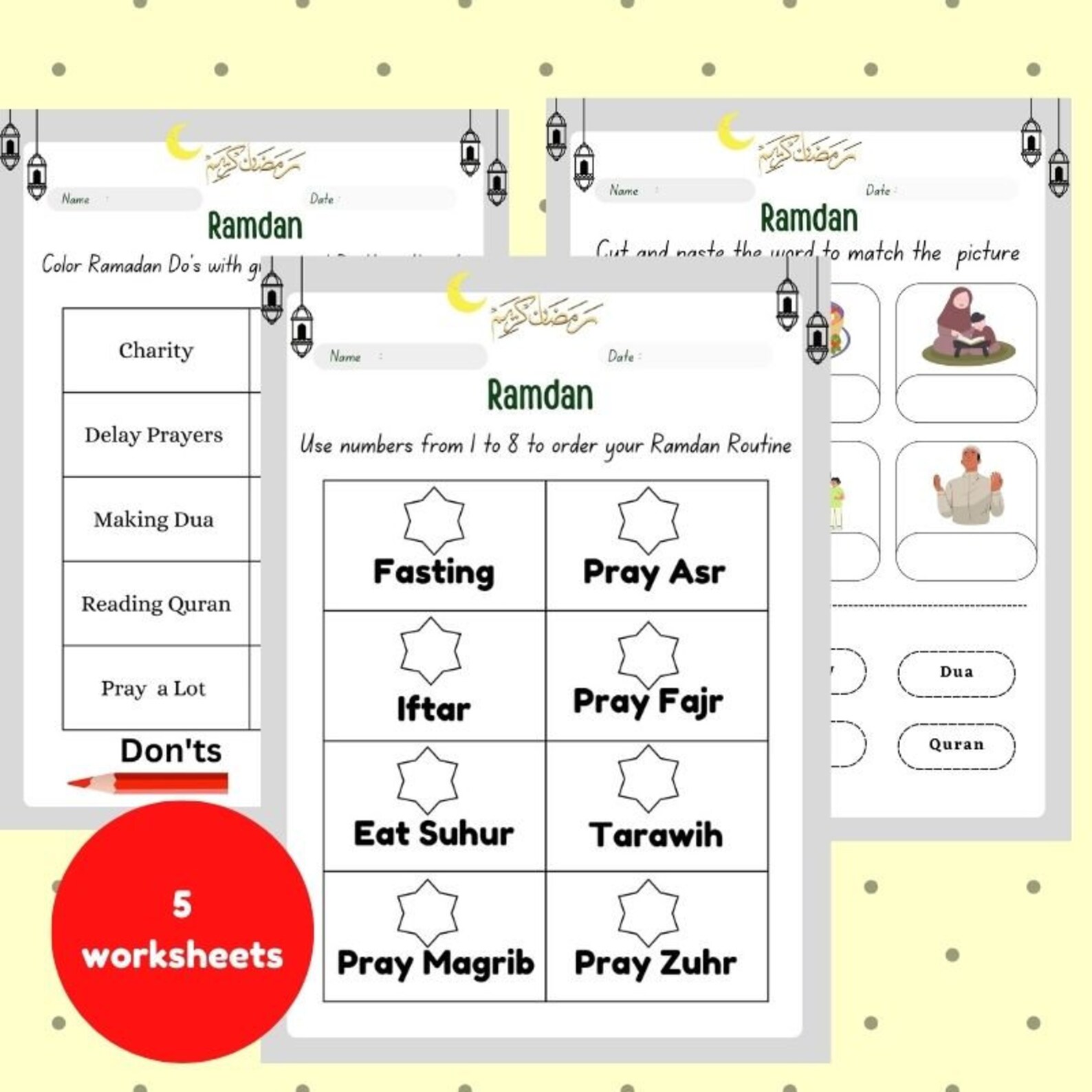 Ramadan Worksheets /ramadan Activity Printable /islamic Activities ...