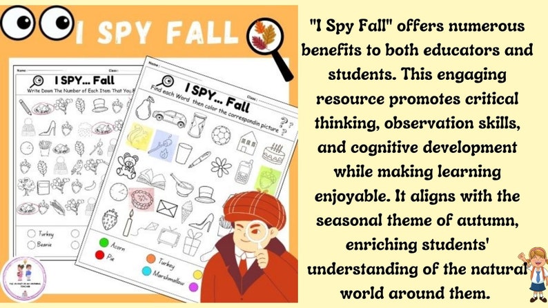Fall I Spy Activity Sheet /autumn I Spy Printable Worksheets: Fall ...