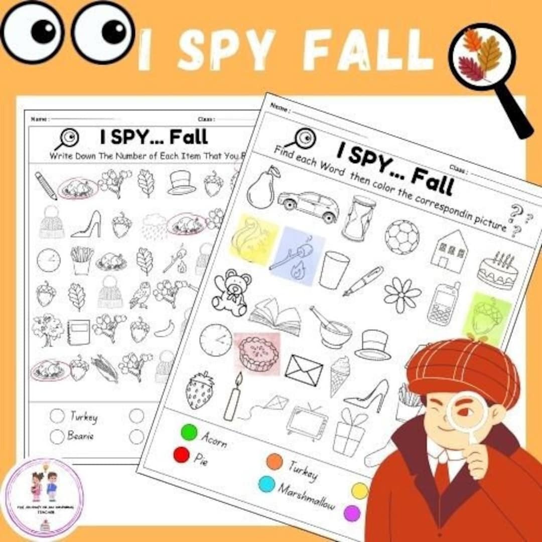 Fall I Spy Activity Sheet /autumn I Spy Printable Worksheets: Fall ...