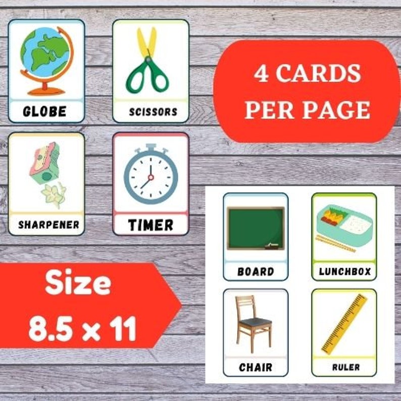 Back to School Vocabulary Flashcards -spy Classroom Objects /ESL ...