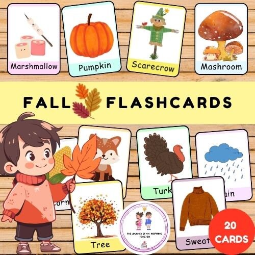 Fall Themed Flashcards: Autumn Vocabulary /visual Cards/preschool ...