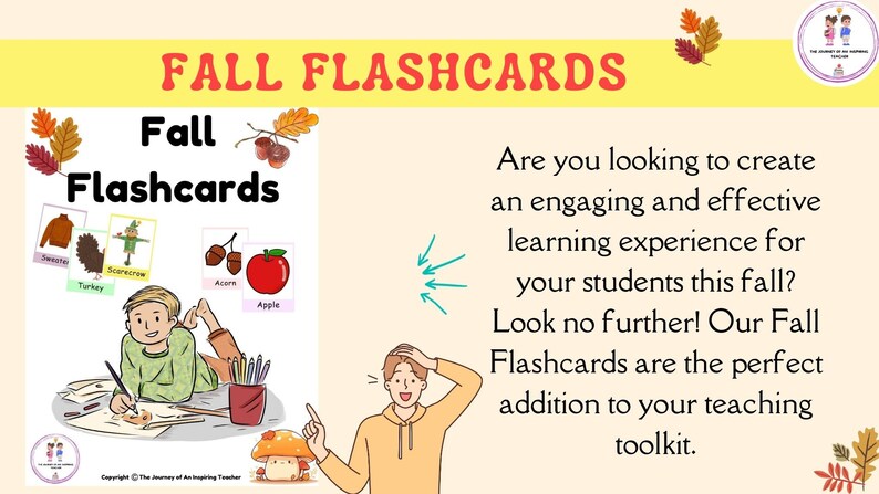 Fall Themed Flashcards: Autumn Vocabulary /visual Cards/preschool ...