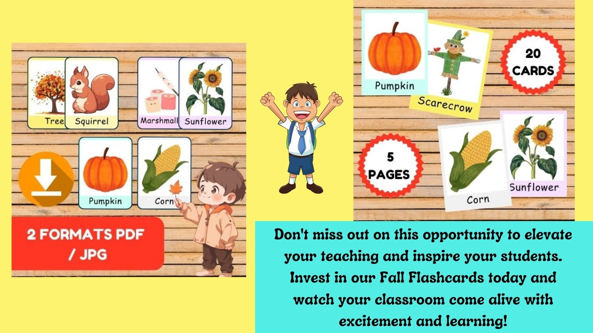 Fall Themed Flashcards: Autumn Vocabulary /visual Cards/preschool ...
