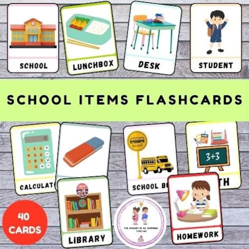 Back to School Vocabulary Flashcards -spy Classroom Objects /ESL ...