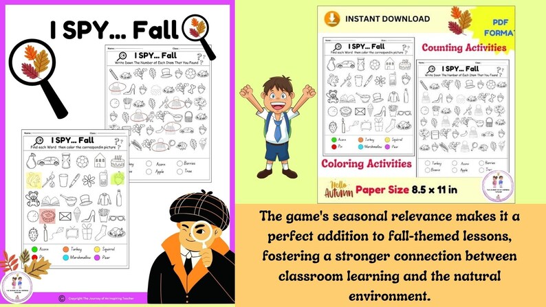 Fall I Spy Activity Sheet /autumn I Spy Printable Worksheets: Fall ...