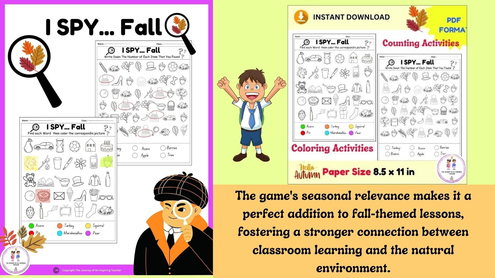Fall I Spy Activity Sheet /autumn I Spy Printable Worksheets: Fall ...
