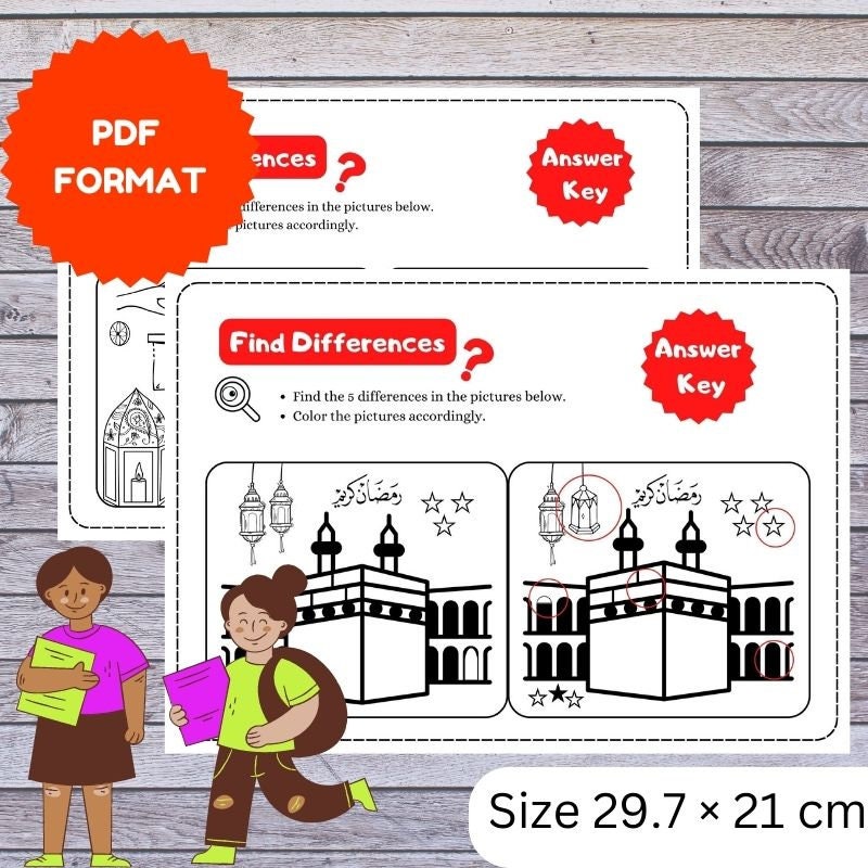 Ramadan Spot the Difference Visual Perception / Ramadan Picture Puzzle ...