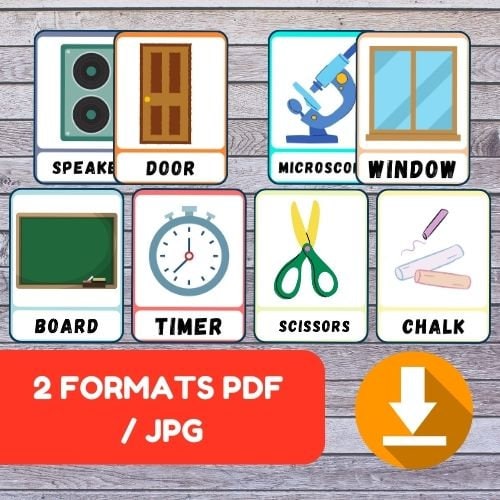 Back to School Vocabulary Flashcards -spy Classroom Objects /ESL ...