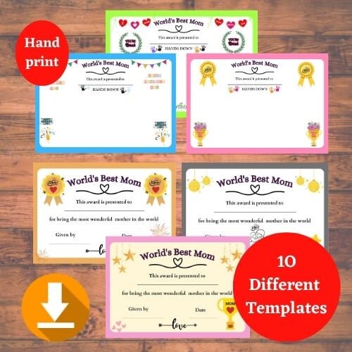 Mom's Certificate / Mothers Day Personlized Gift / Handprint Craft ...