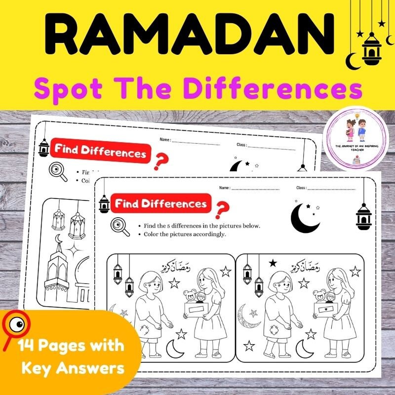 Ramadan Spot the Difference Visual Perception / Ramadan Picture Puzzle ...