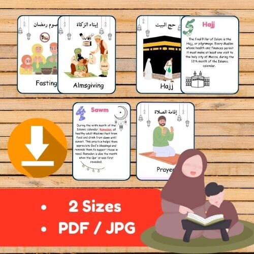 Five Pillars of Islam Flashcards: Montessori & Preschool Educational ...