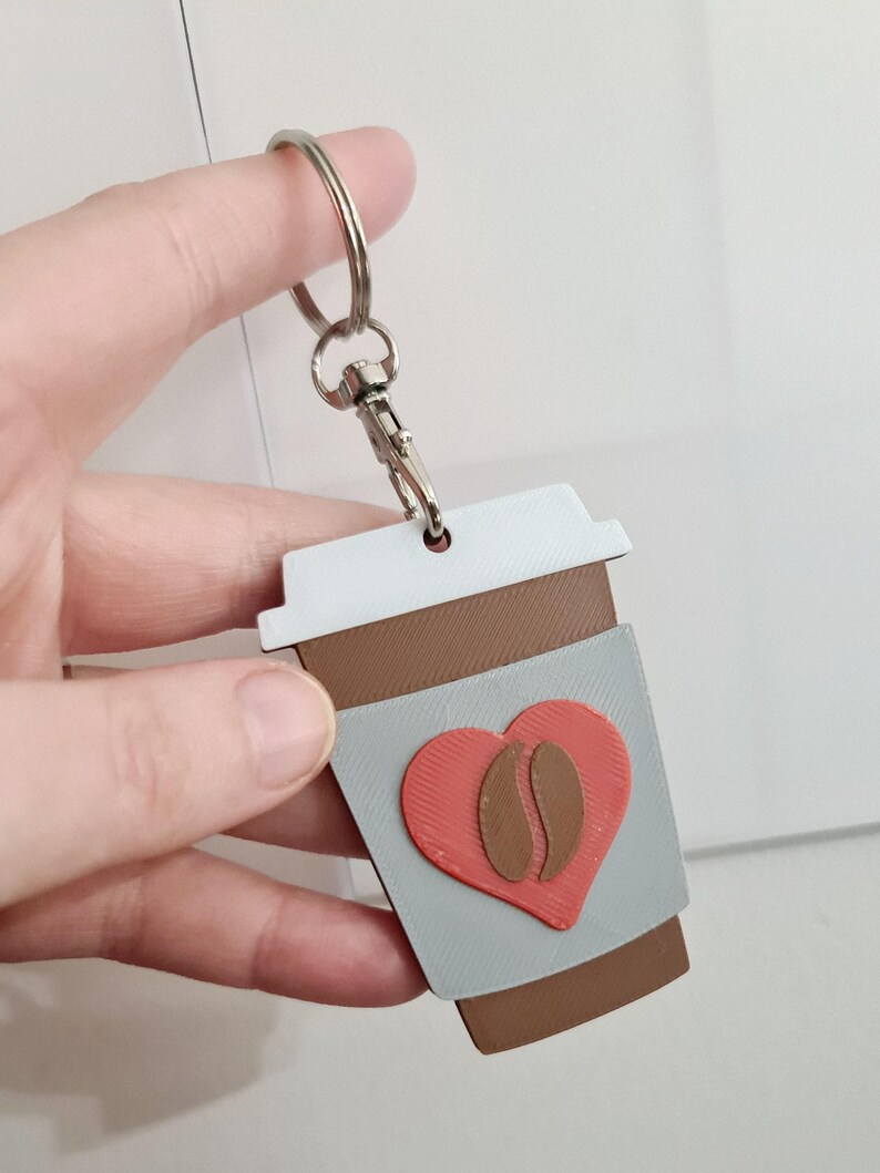 3D Printed Coffee Cup Keyring - Unique Miniature Coffee Mug Charm for ...