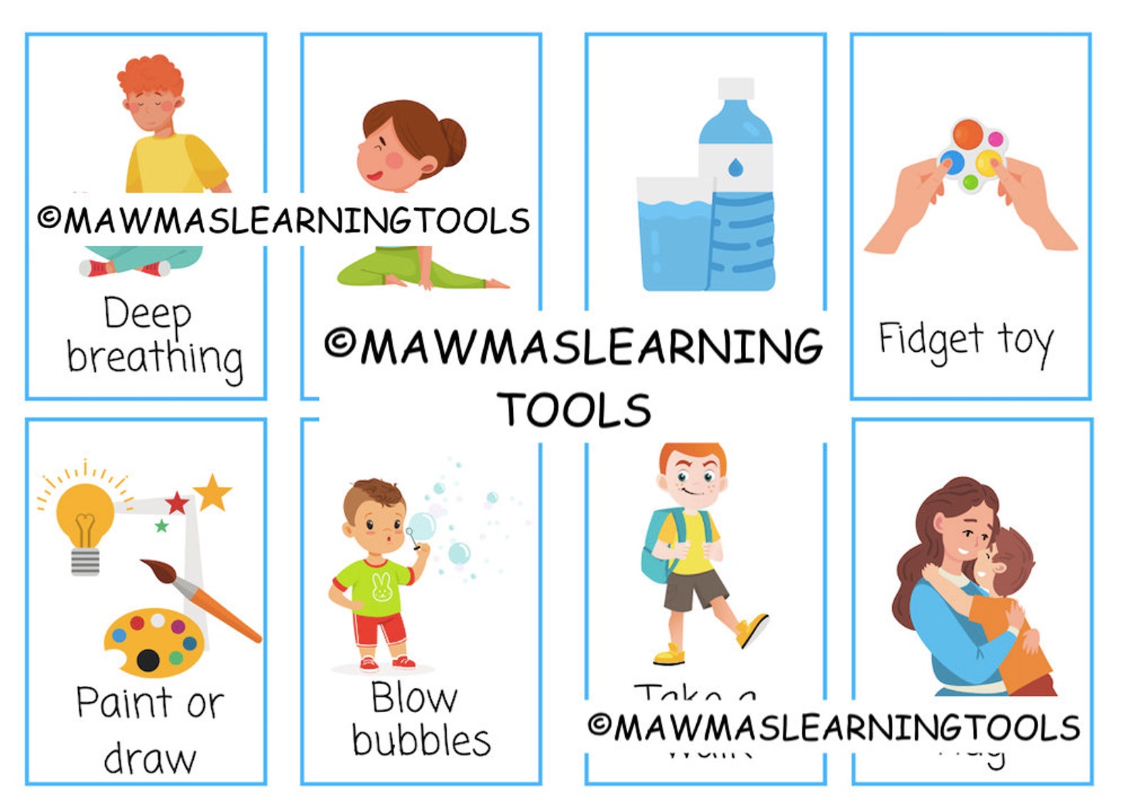 Calm Down Strategy Cards Calm Activities Tools Autism ASD - Etsy