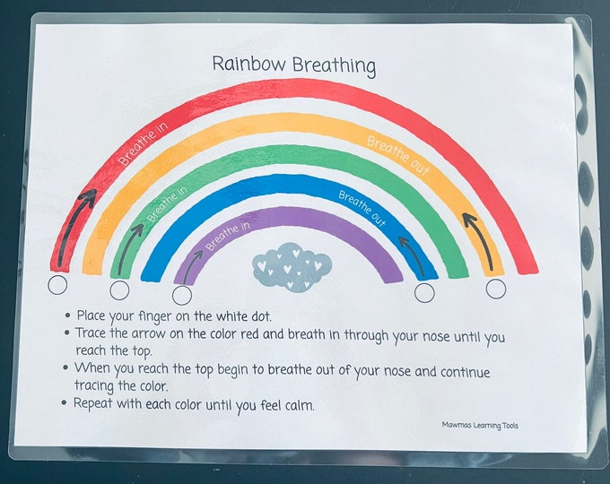 Rainbow Breathing Calm Down Strategy Mindful Breathing Poster Coping ...