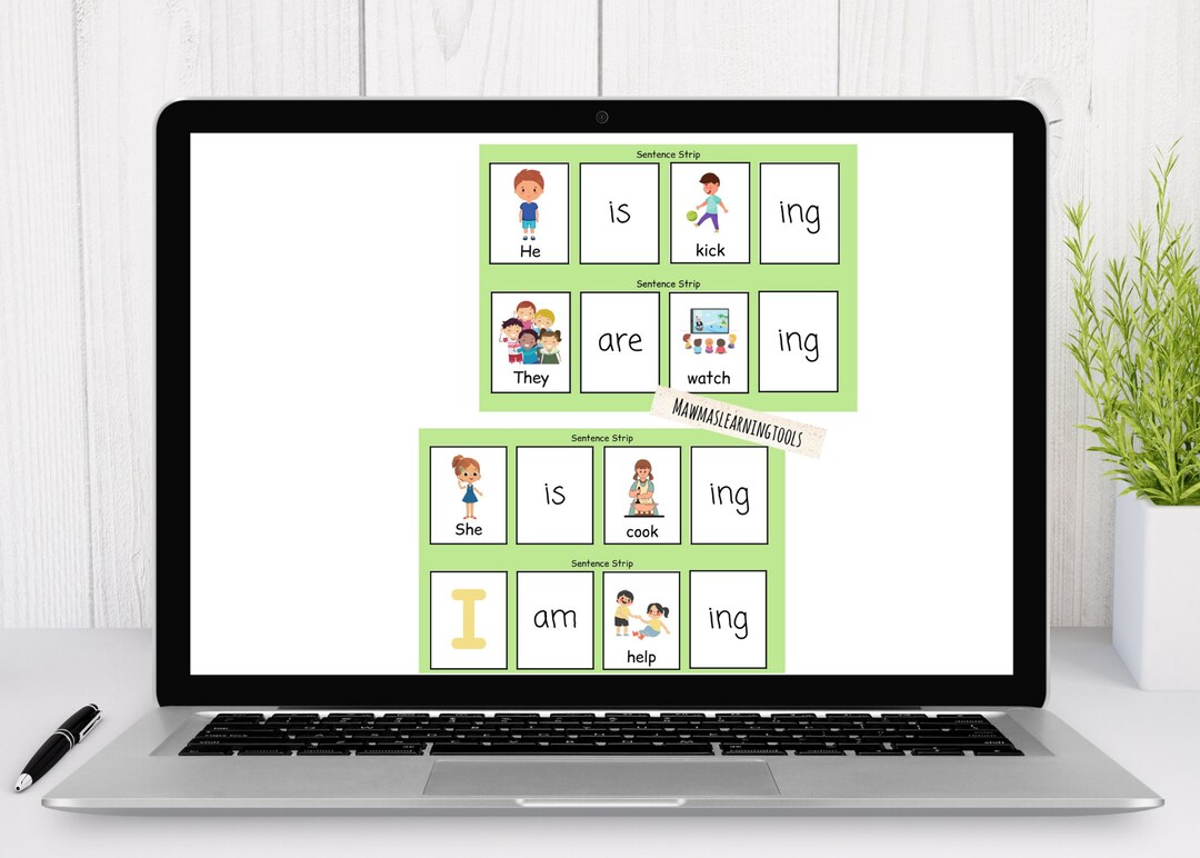 DIGITAL DOWNLOAD Sentence Strip Activity Action Sentences Visual Aid ...