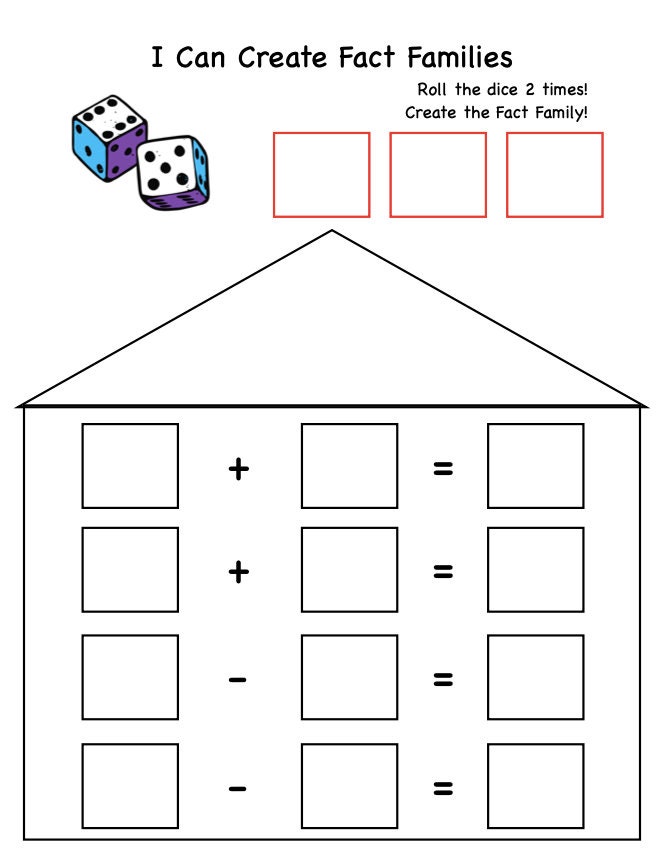DIGITAL DOWNLOAD Fact Families Addition Subtraction Fact Family House ...