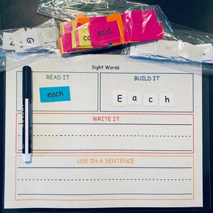Sight Word Activity Read It Build It Write It Use in a - Etsy
