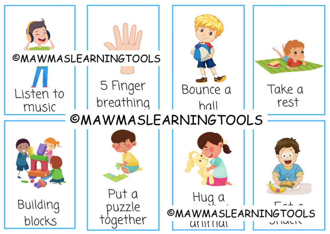 Calm Down Strategy Cards Calm Activities Tools Autism ASD - Etsy