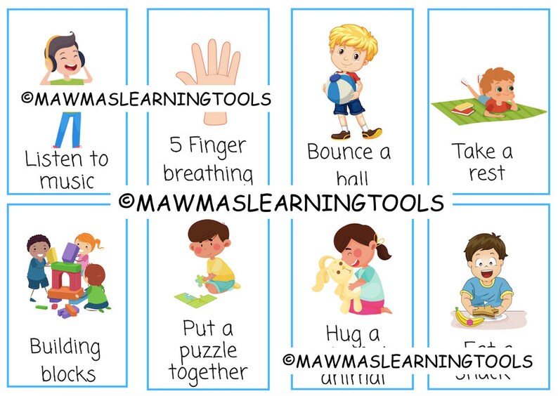 Calm Down Strategy Cards Calm Activities Tools Autism ASD - Etsy
